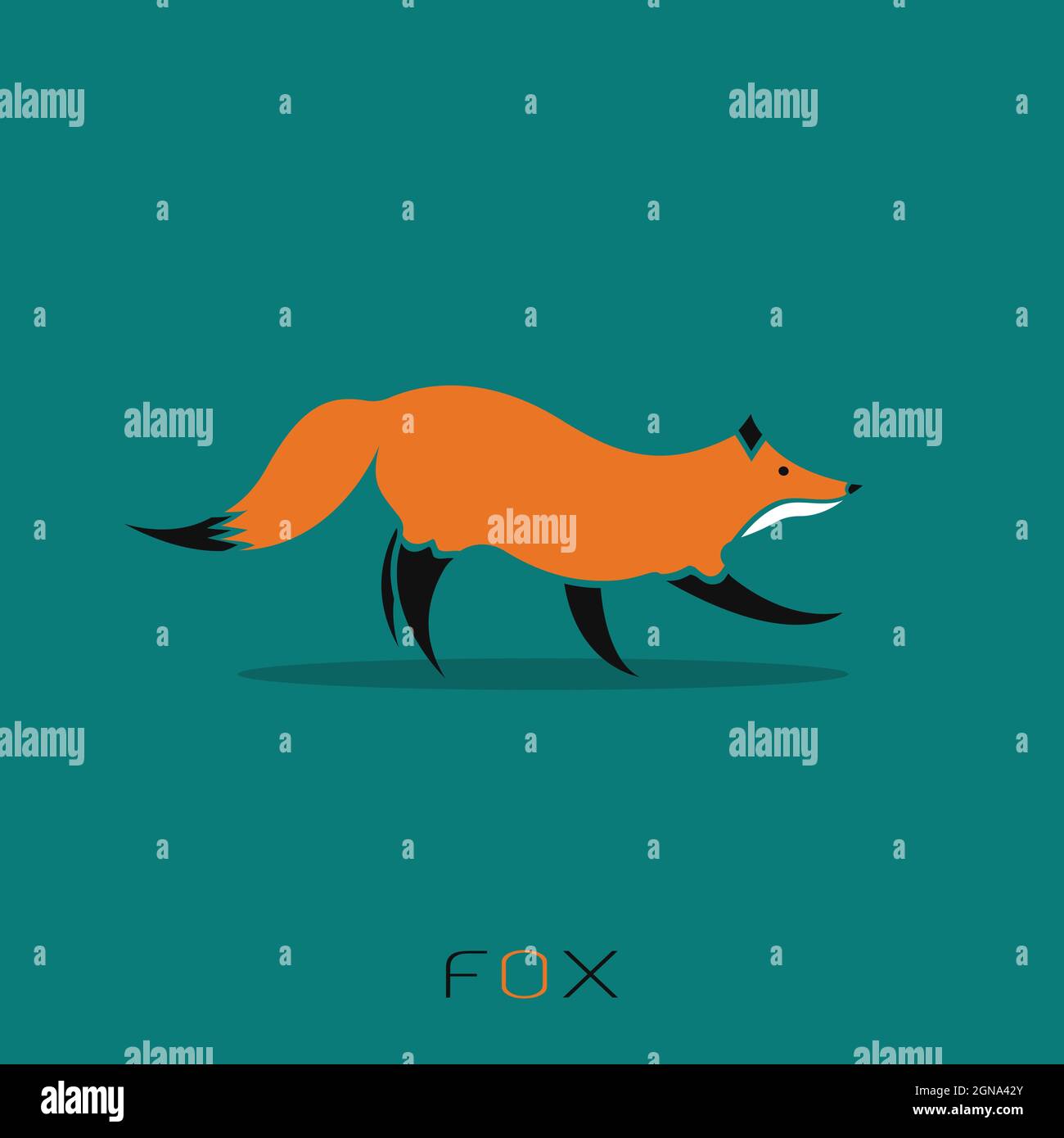 Vector image of a fox design on blue background. Easy editable layered ...