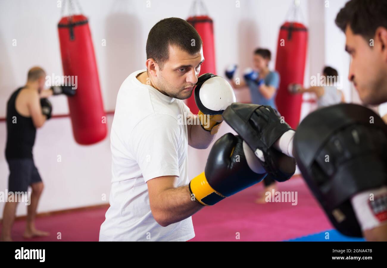 Two athlete men boxing Stock Photo - Alamy