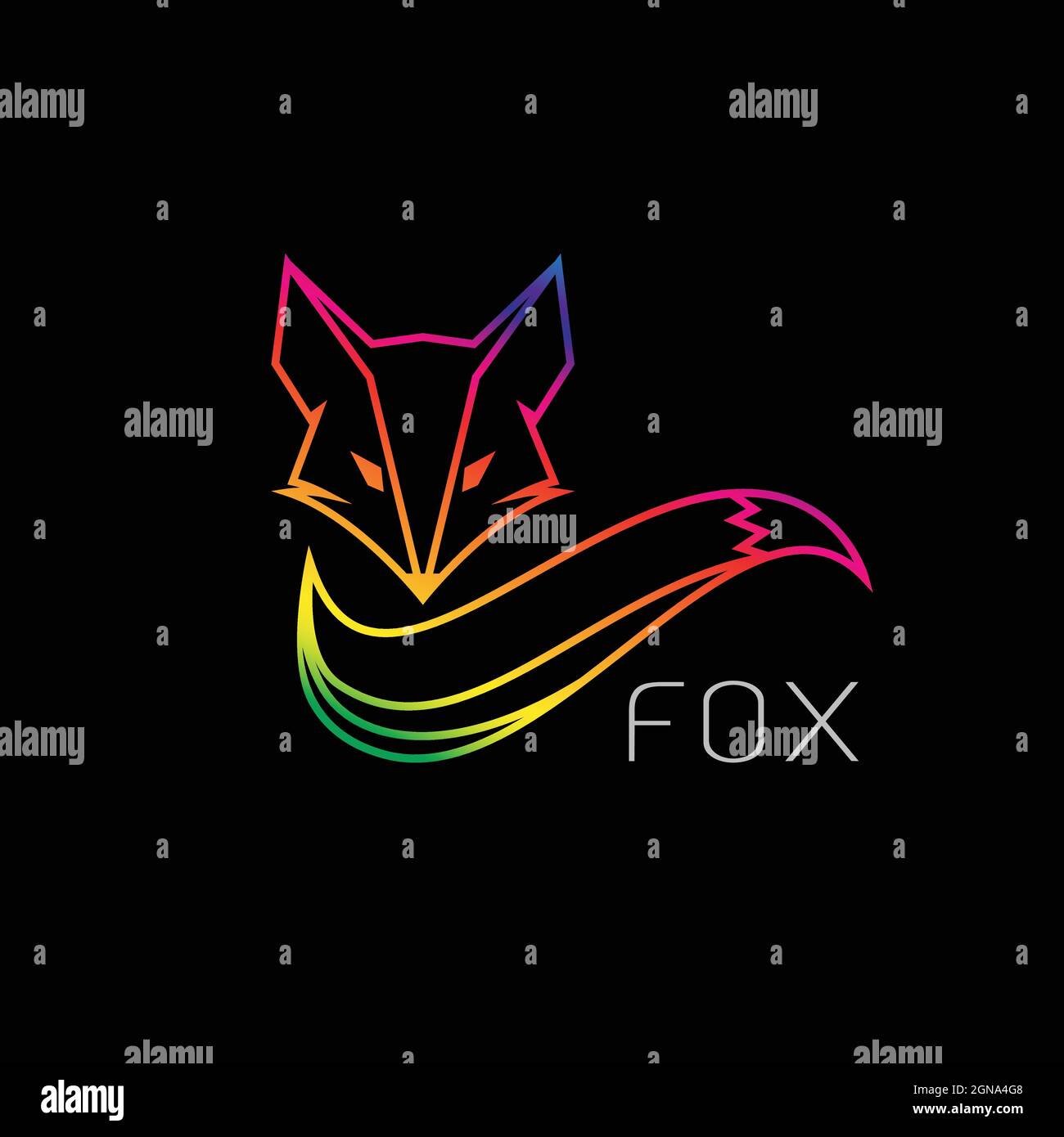 Vector image of a fox design on black background. Easy editable layered ...
