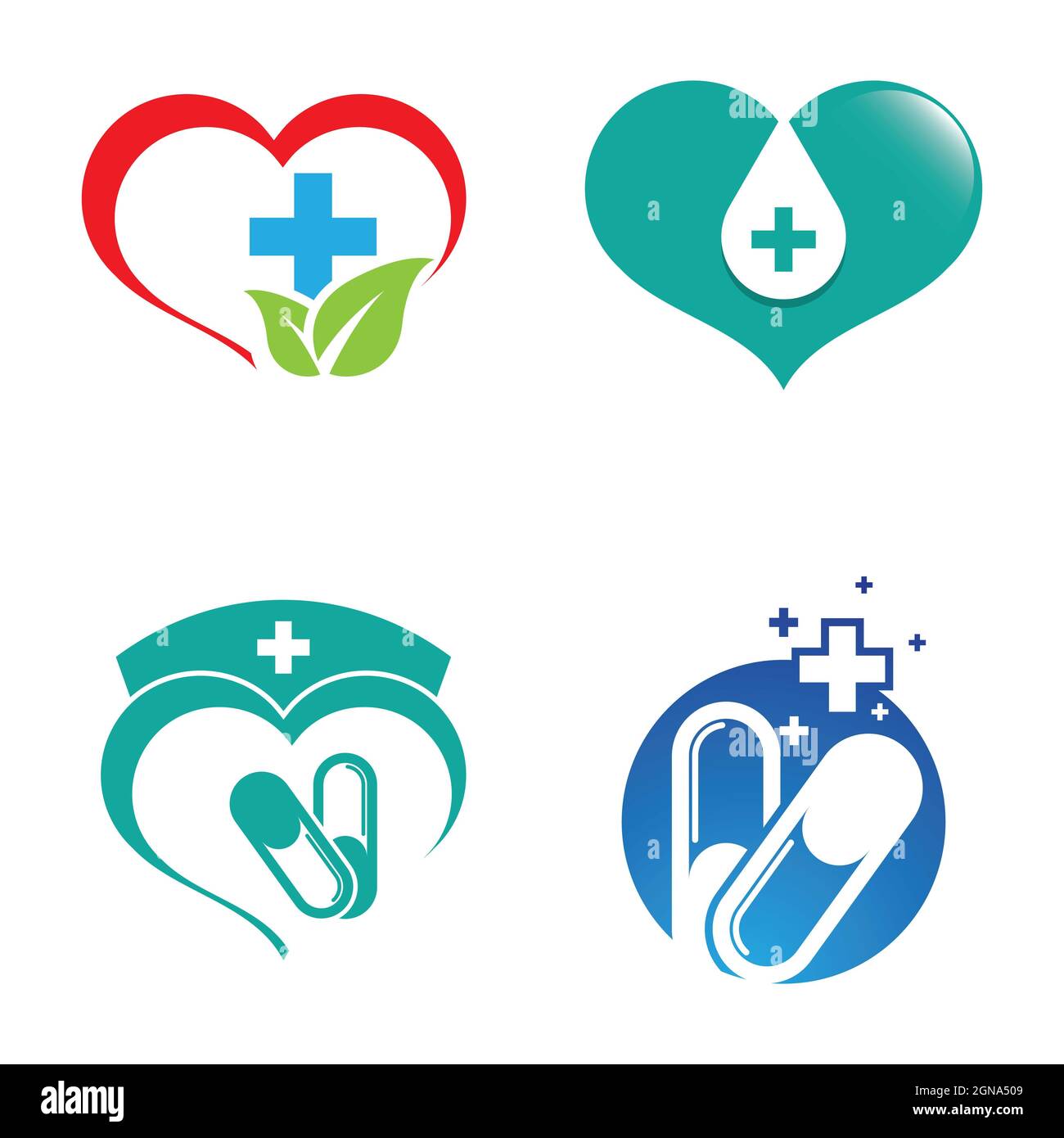 Health logo template icon set design Stock Photo - Alamy
