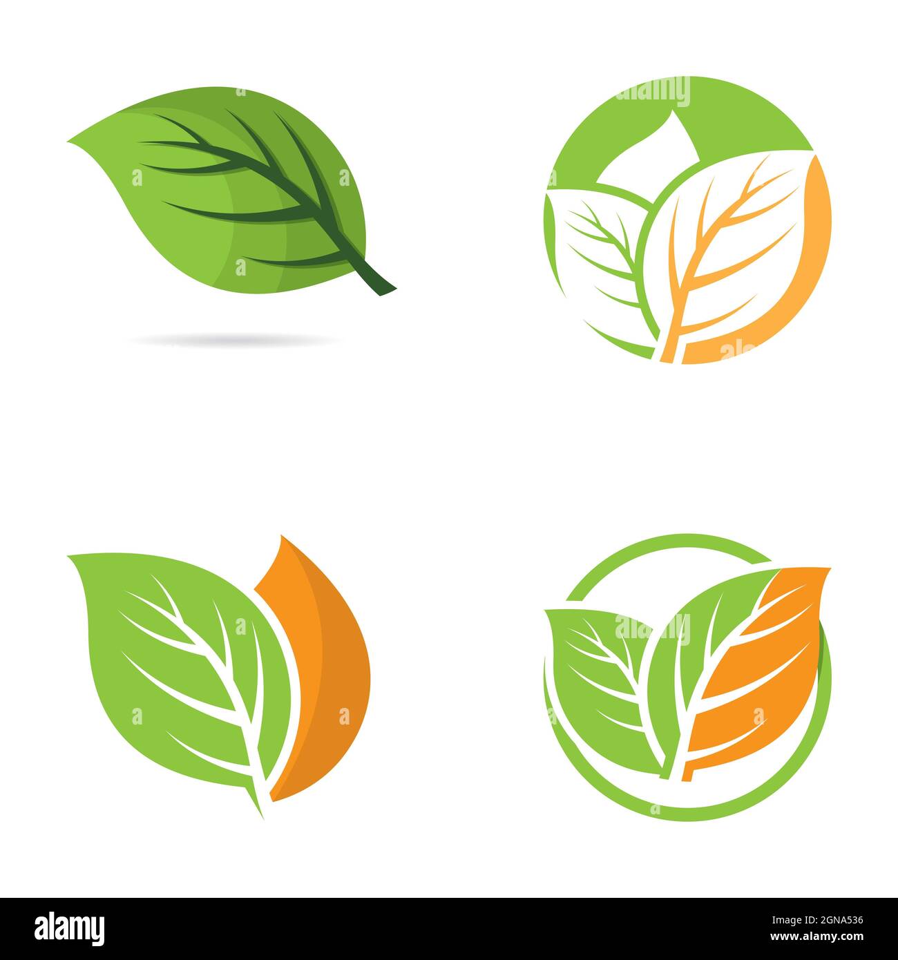 Leaf vector logo template icon set design Stock Photo - Alamy