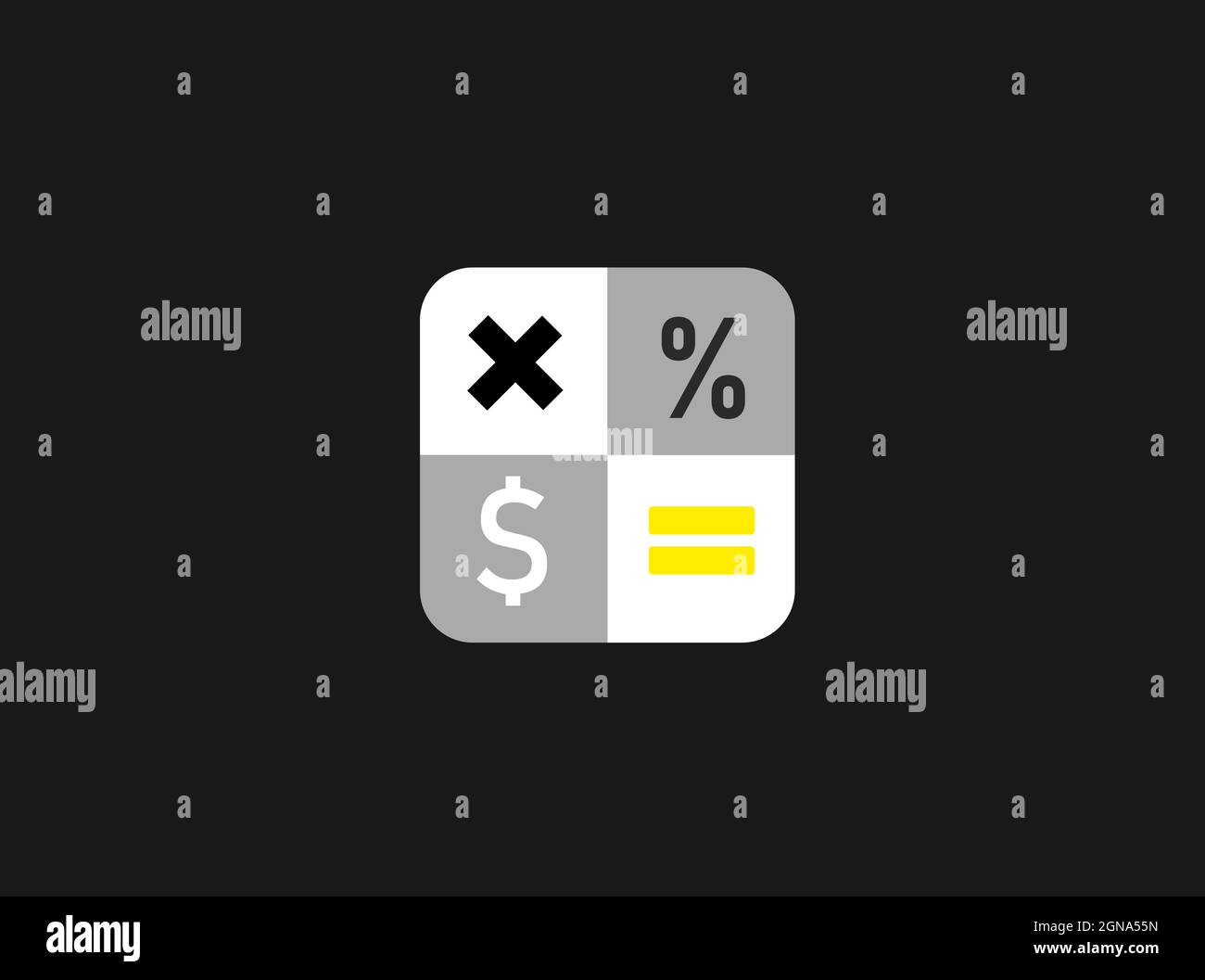 Calculator icon for smartphone isolated on black background, calculator ...