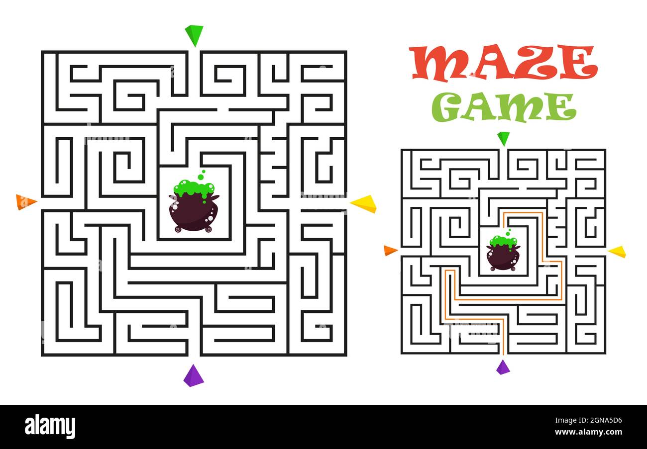 Rectangular halloween maze labyrinth game for kids. Labyrinth logic ...