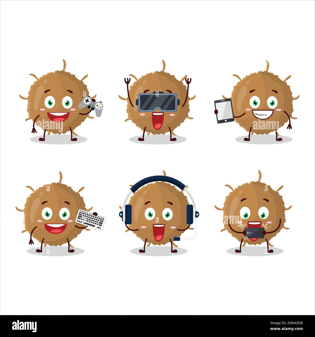 Beta coronavirus cartoon character are playing games with various cute ...