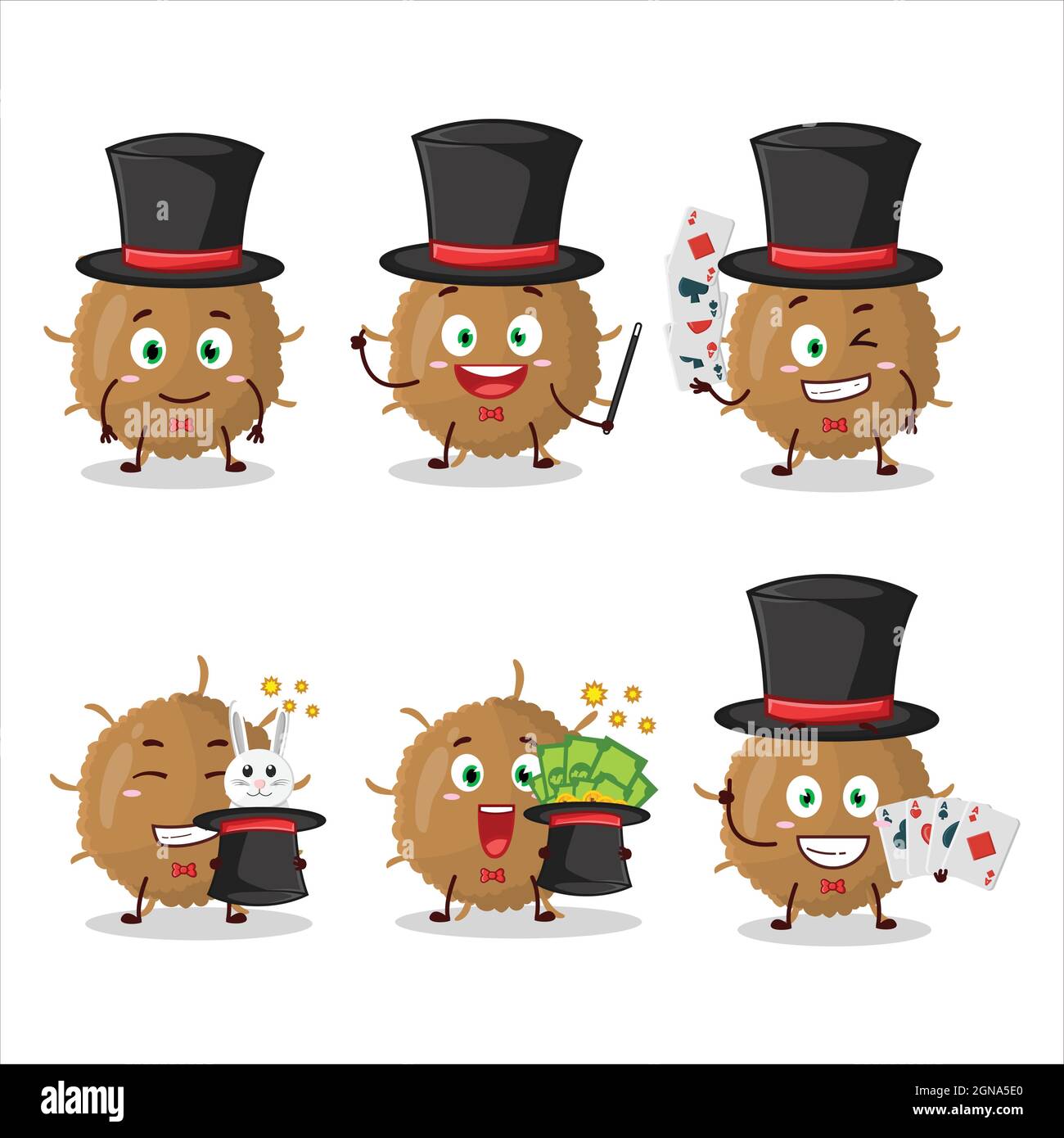 A beta coronavirus Magician cartoon character perform on a stage ...