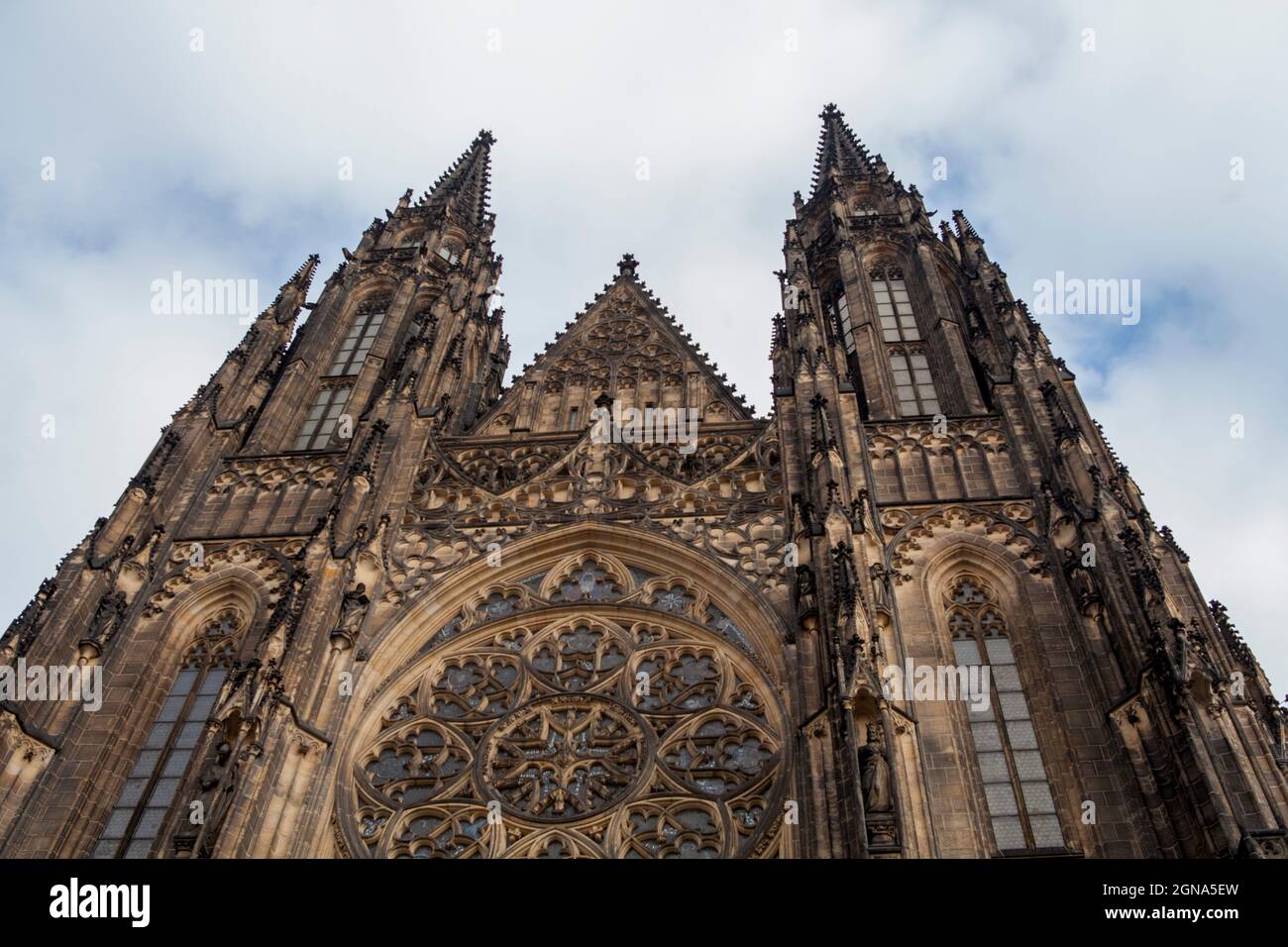 outside of Prague Cathedral facade gothic architecture, Czech Republic ...