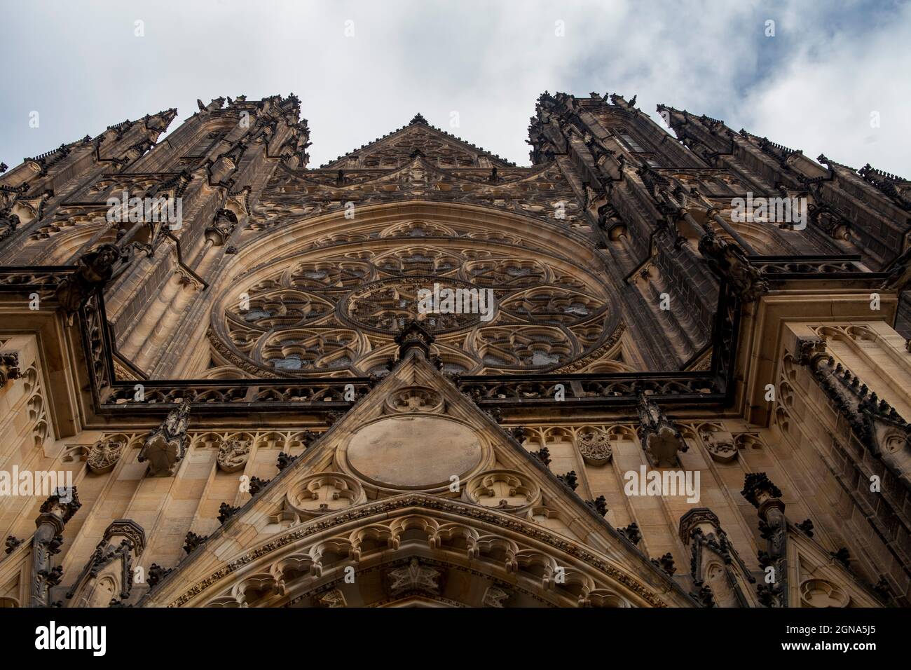 outside of Prague Cathedral facade gothic architecture, Czech Republic ...