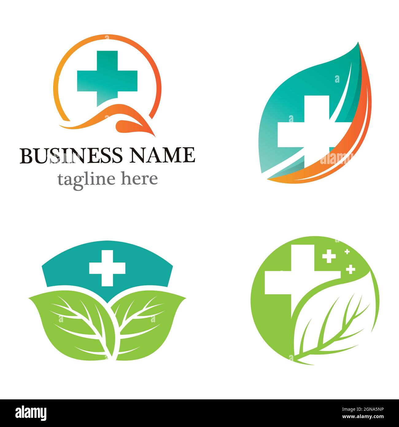 Medical cross logo template vector icon set design Stock Photo - Alamy