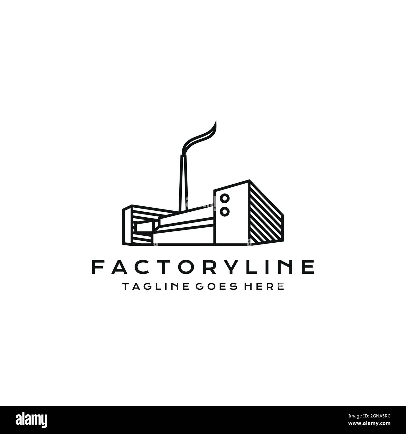 Line art Factory building logo design. Modern industrial logo design ...