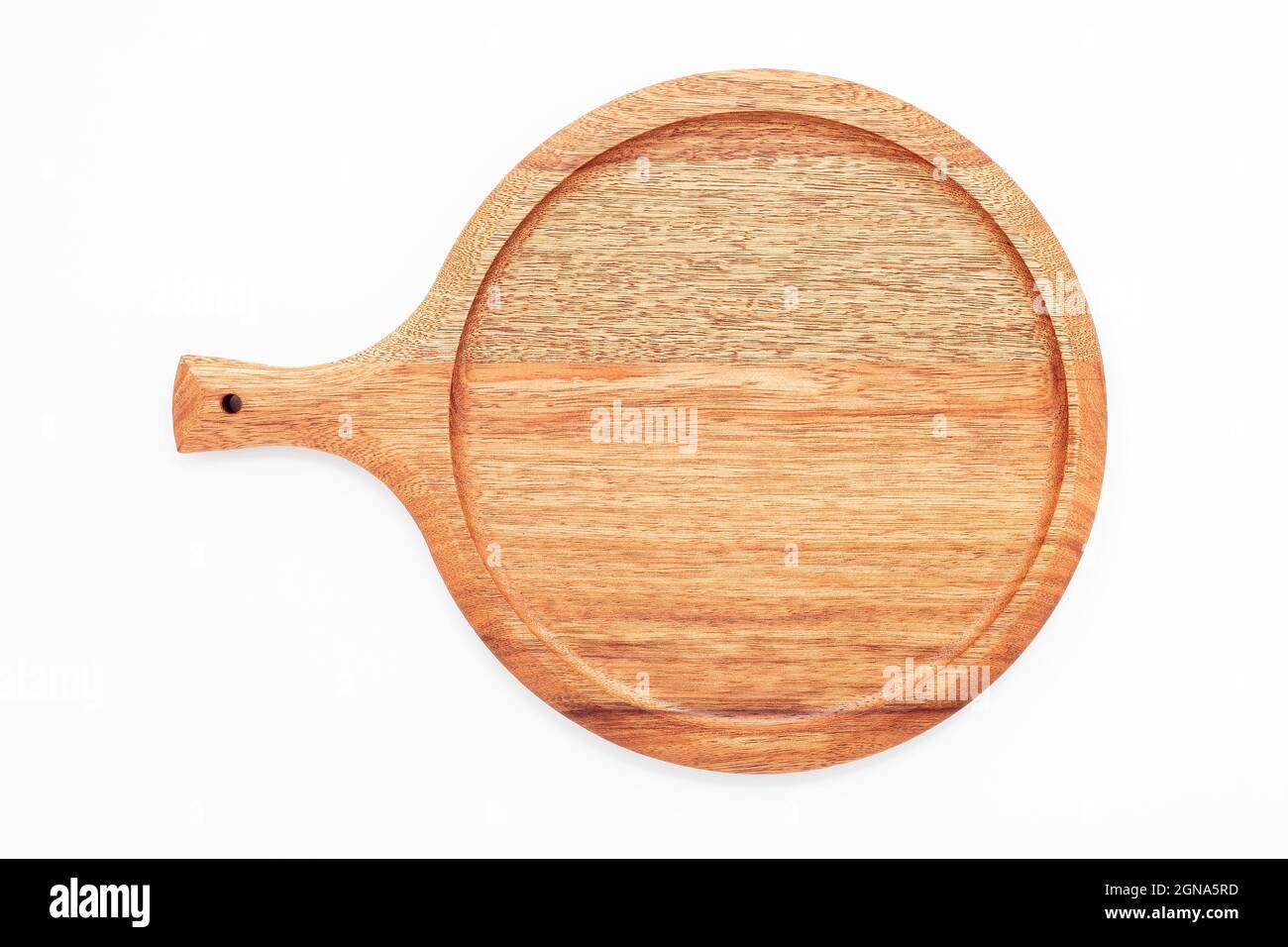 Empty wooden pizza platter set up on white concrete. Pizza board on ...