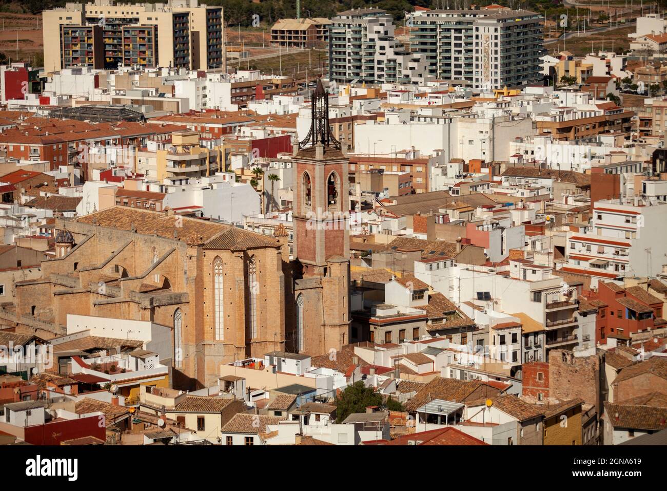 telephoto cityscape texture background of small town in spain Stock ...