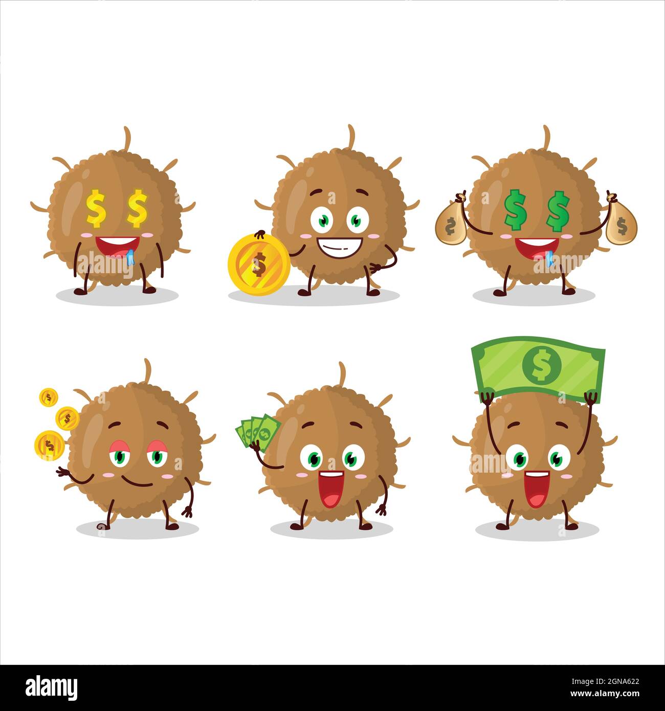 Beta coronavirus cartoon character with cute emoticon bring money ...