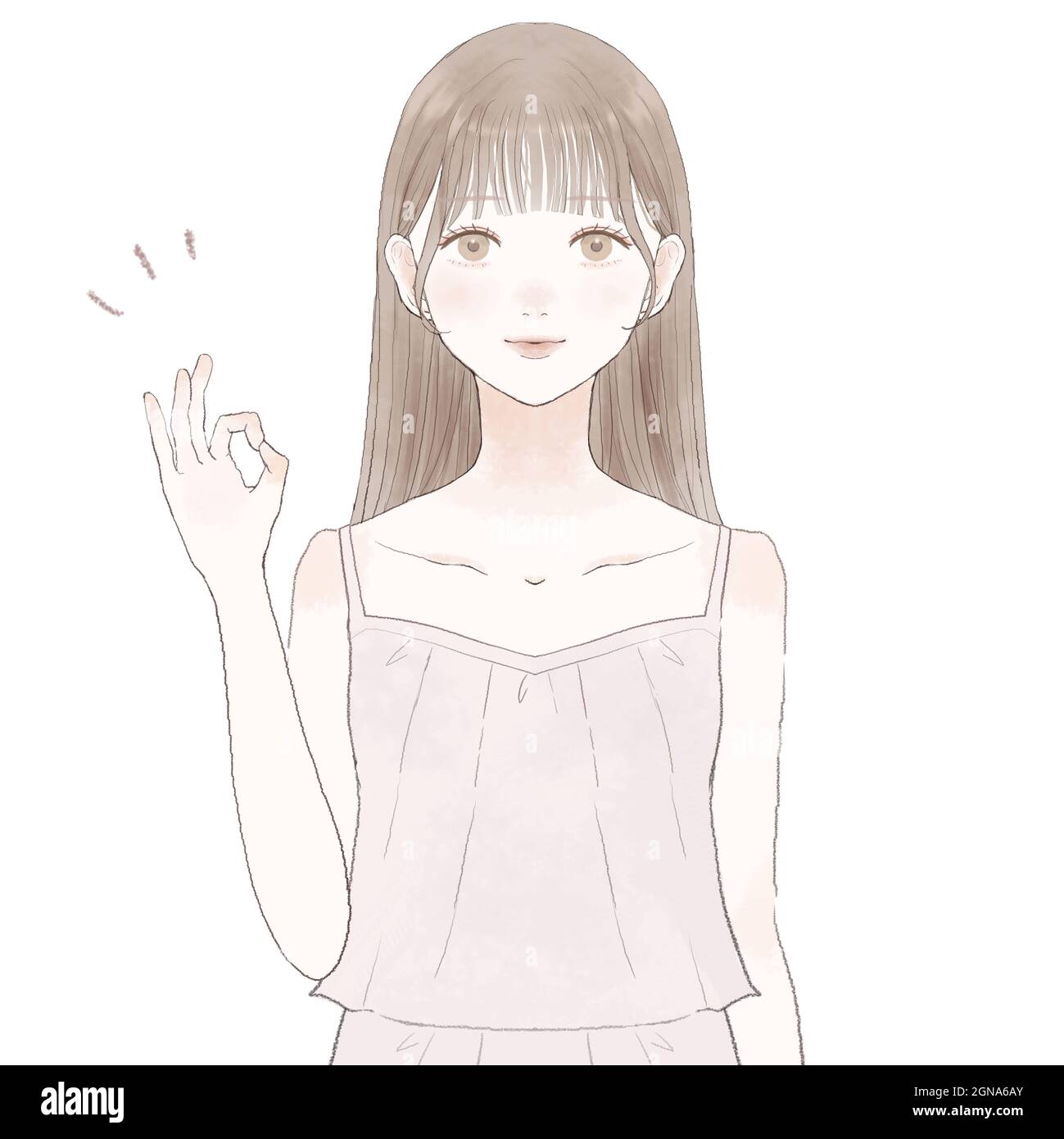 Woman with OK sign. On white background Stock Photo - Alamy