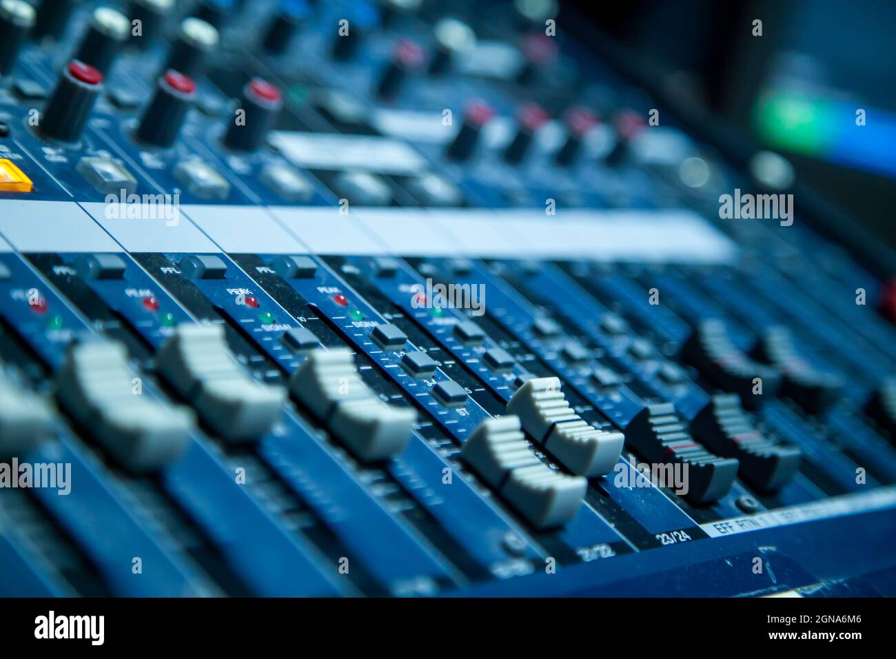 close up of audio console recording studio equalizer radio audio Stock ...
