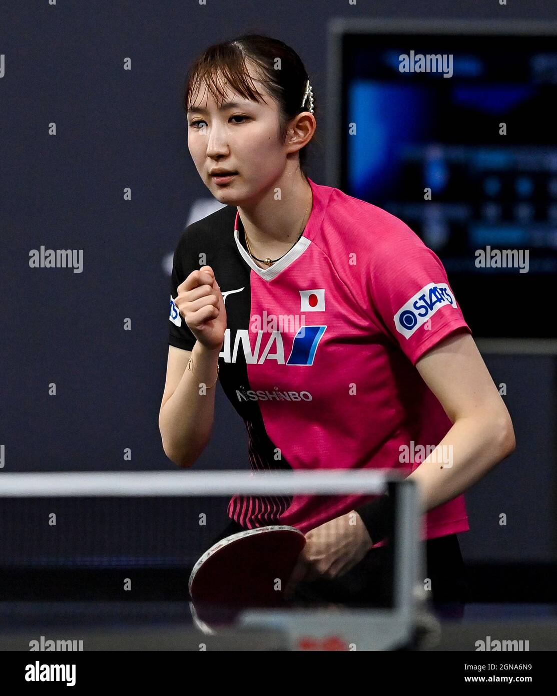 Doha, Qatar. 23rd Sep, 2021. Hayata Hina of Japan reacts during the ...