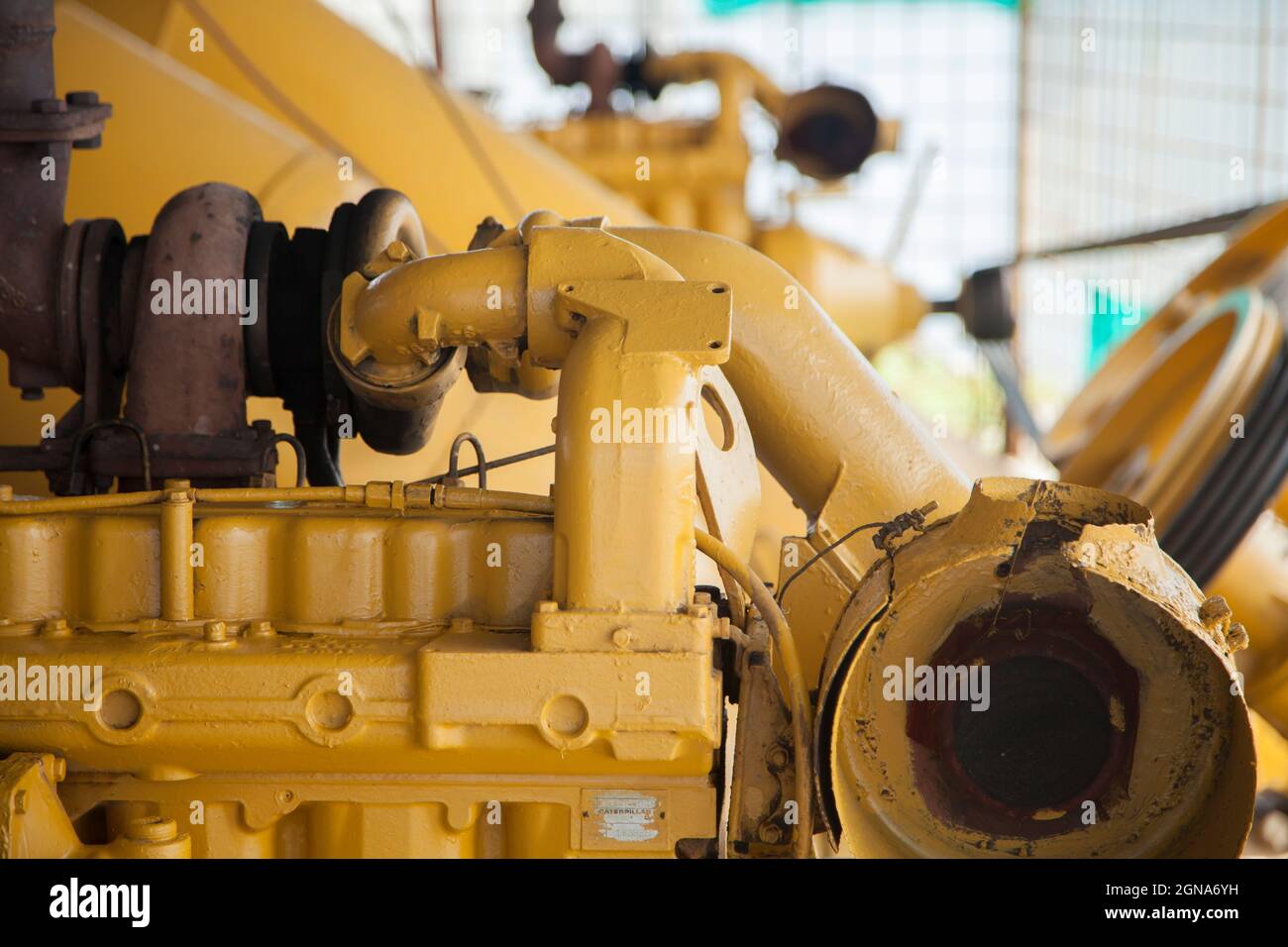 water pumping machinery yellow technology pumps big water Stock Photo ...