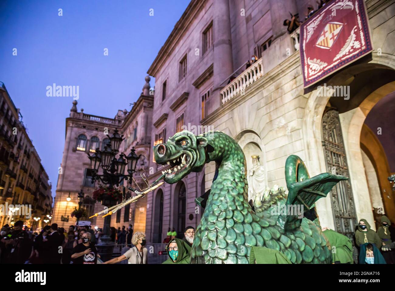 A dragon seen performing during the festival. The Touch Home of the main festival in Barcelona ...