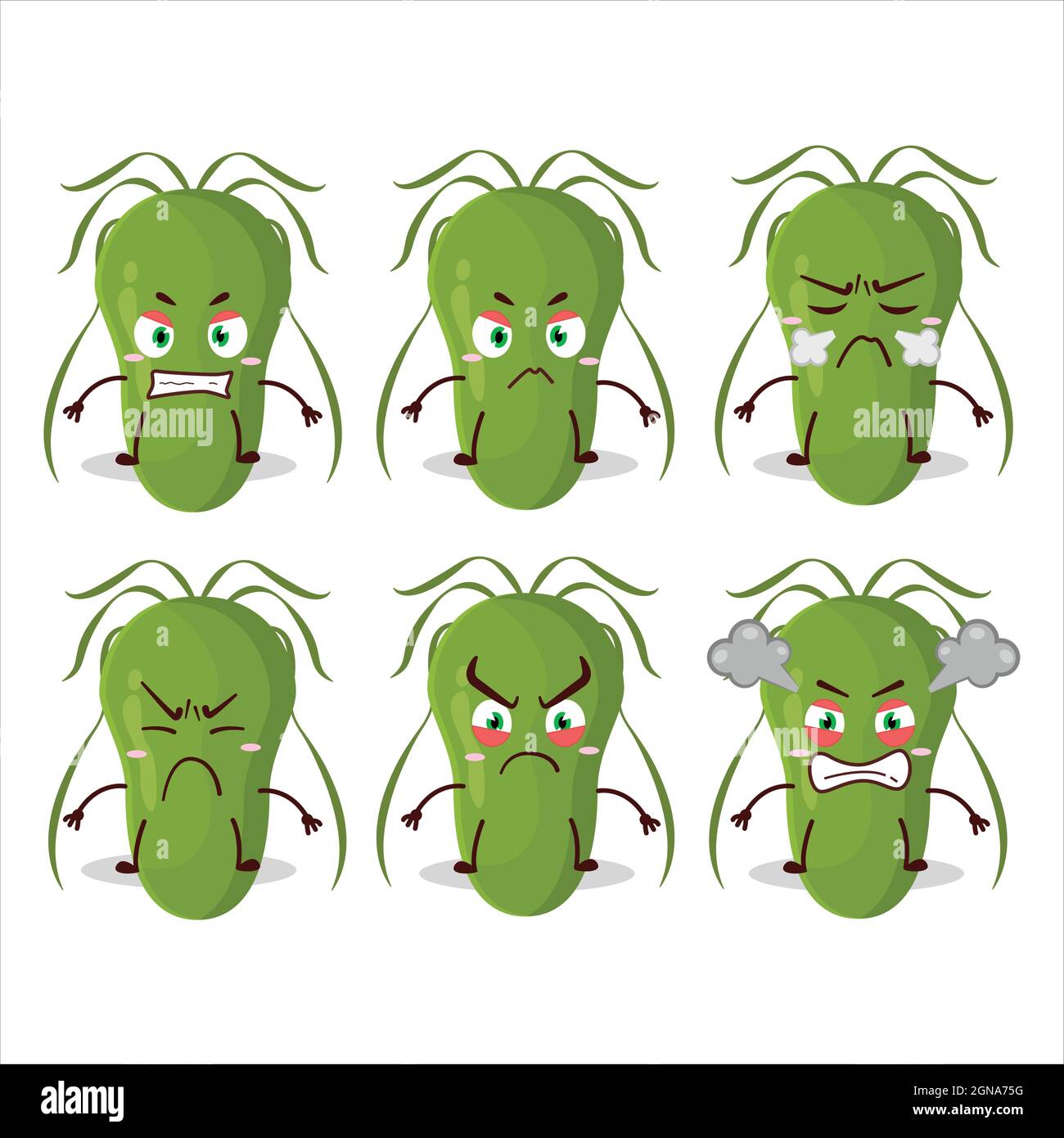 Contagious cartoon character with various angry expressions. Vector ...
