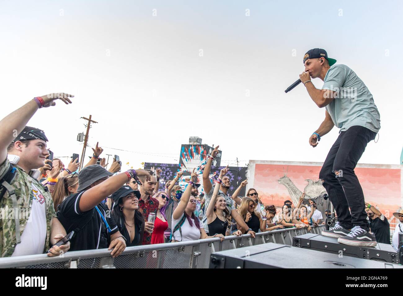 Rapper Ekoh (Jeff Thompson) during the Life Is Beautiful Music Festival ...