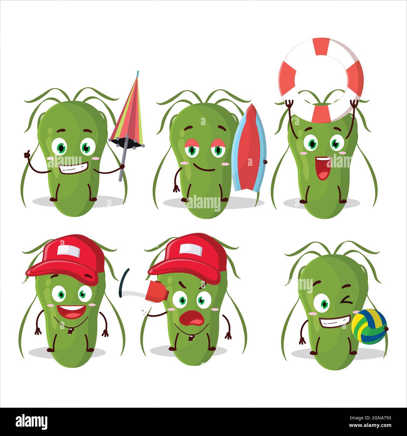 Happy Face contagious cartoon character playing on a beach. Vector ...