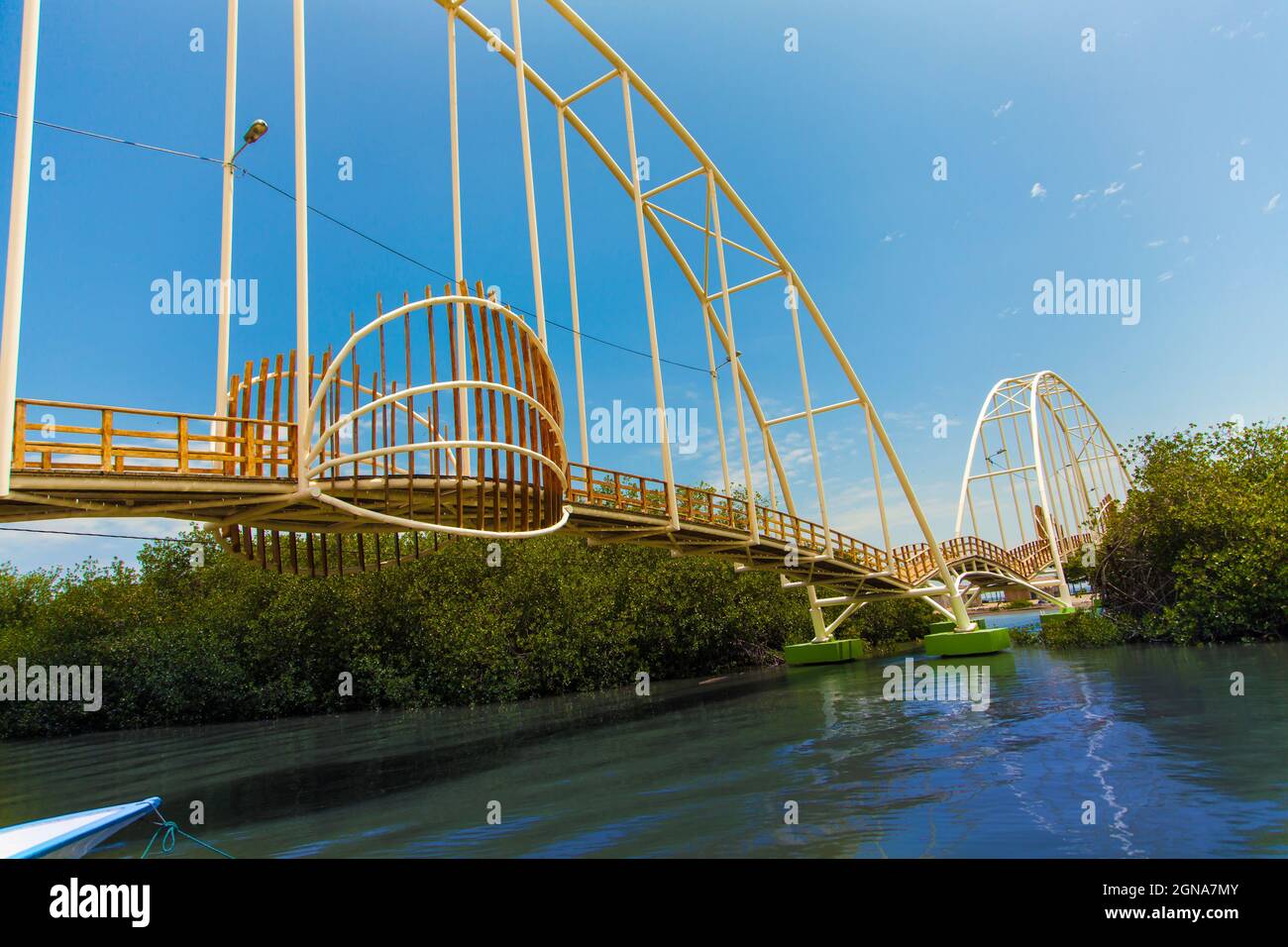 pedestrian bridge in isla puna, guayas, ecuador, nature bridge Stock ...