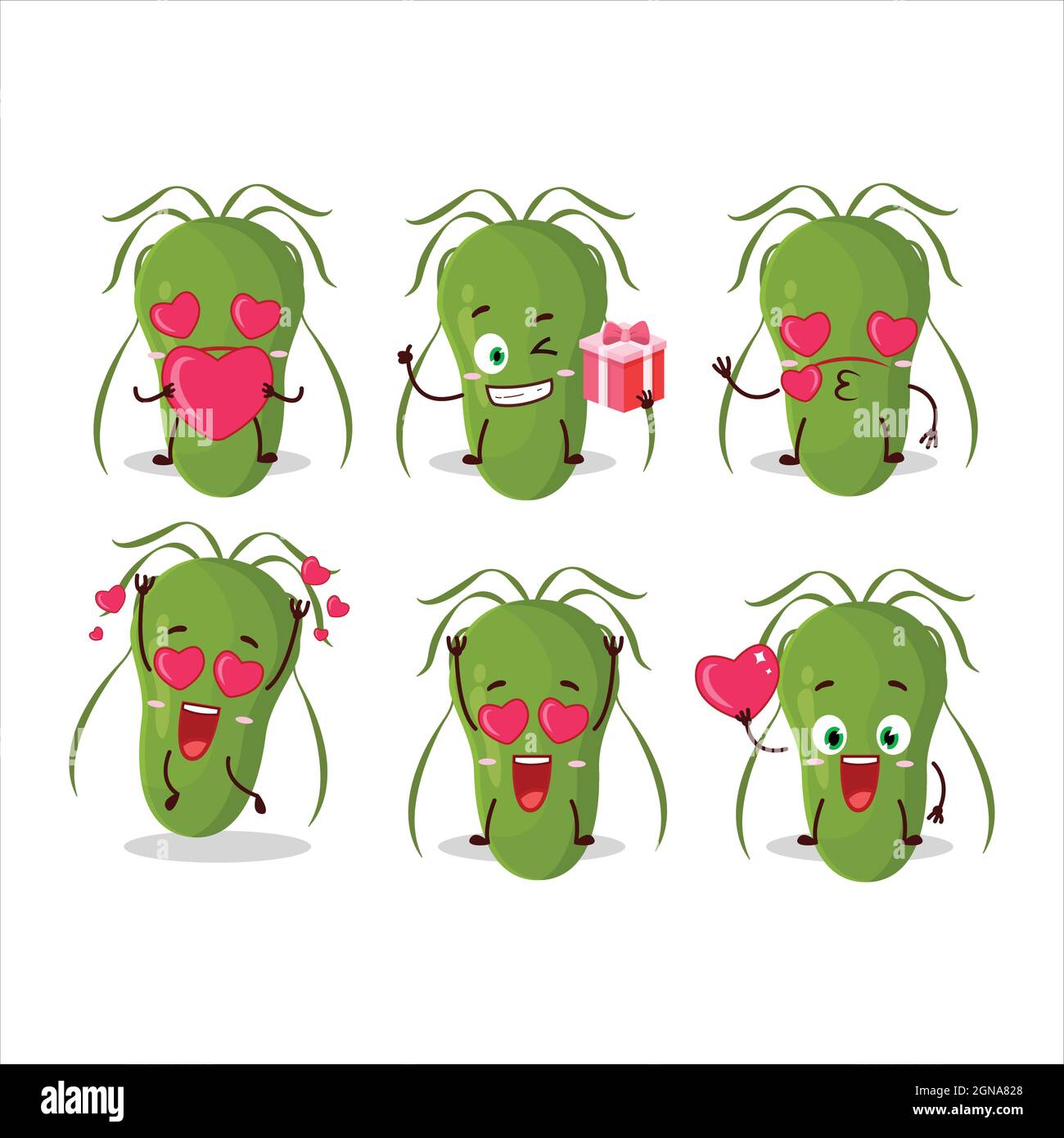 Contagious cartoon character with love cute emoticon. Vector ...