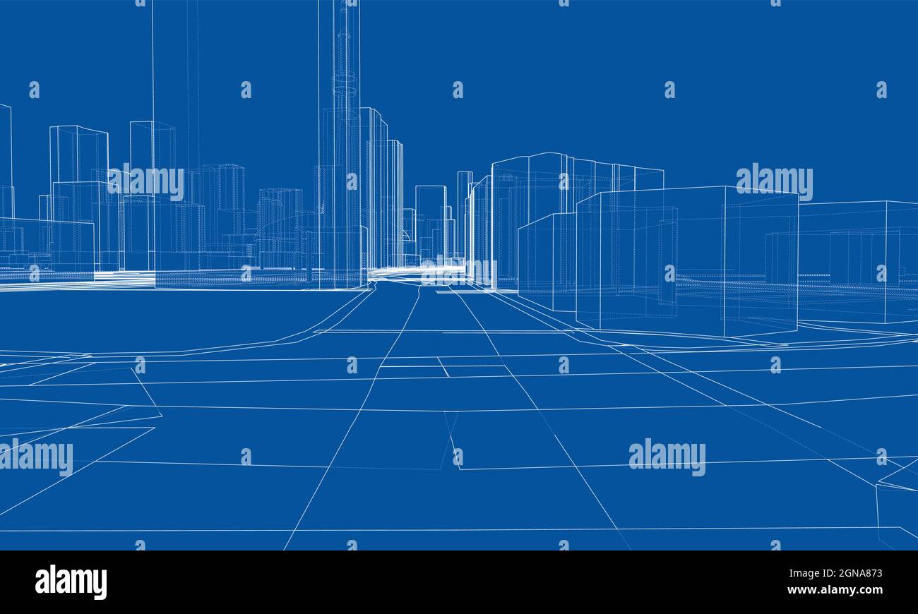 Vector 3d urban landscape. Buildings and roads Stock Vector Image & Art ...