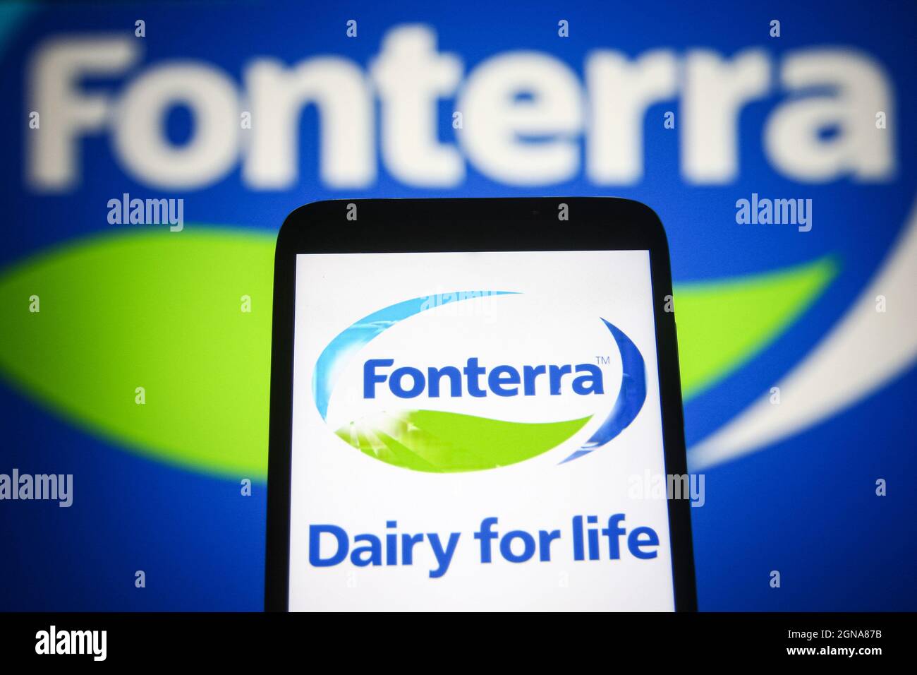 In this photo illustration a Fonterra Co-operative Group Limited logo ...