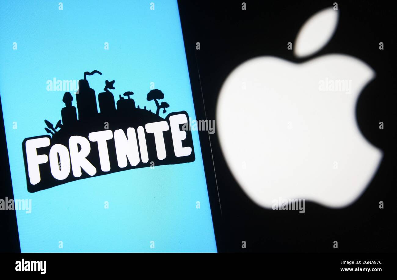 In this photo illustration a Fortnite logo is seen on a smartphone ...