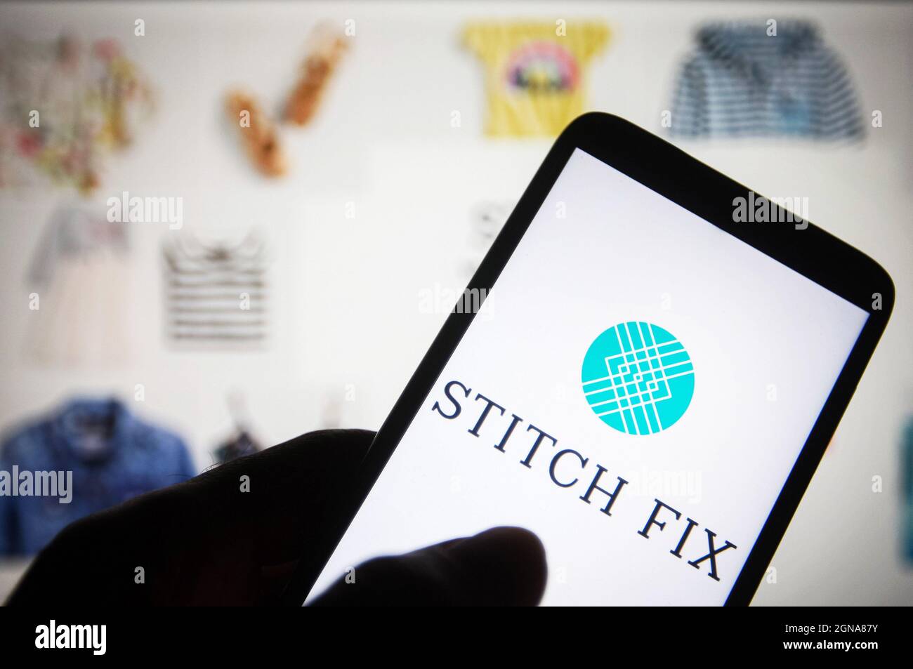 In this photo illustration a Stitch Fix, Inc. logo is seen on a ...