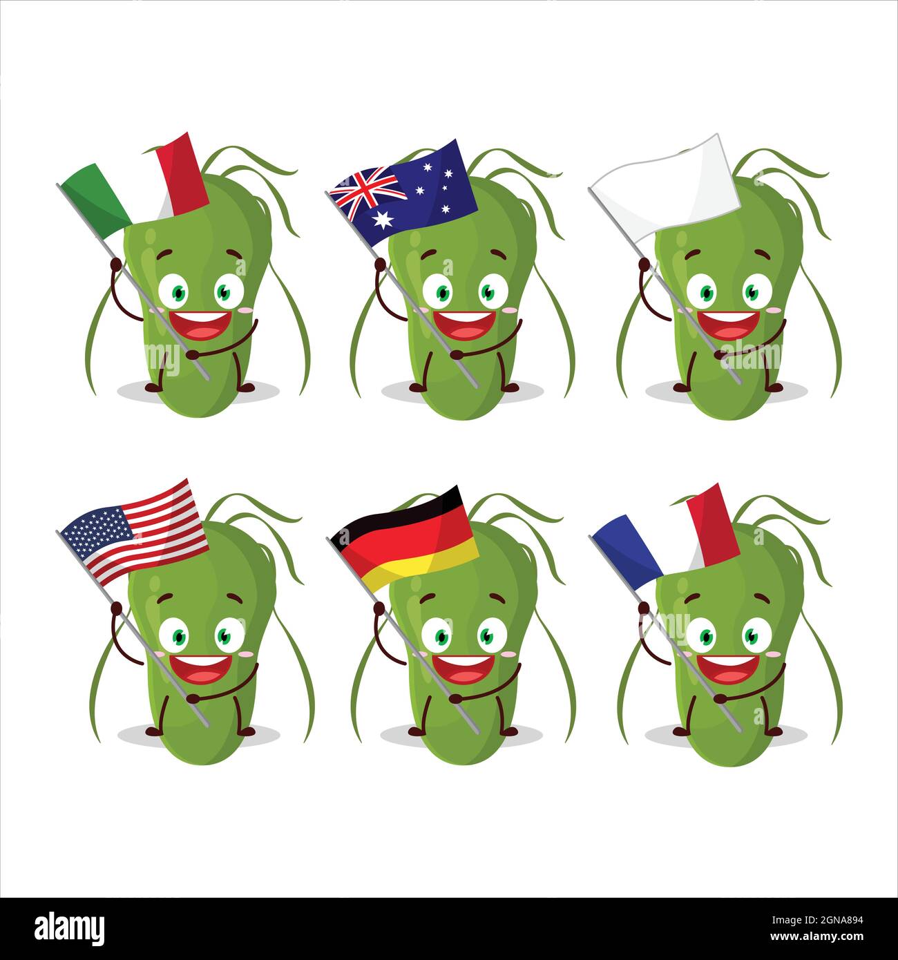 Contagious Cartoon Character Bring The Flags Of Various Countries