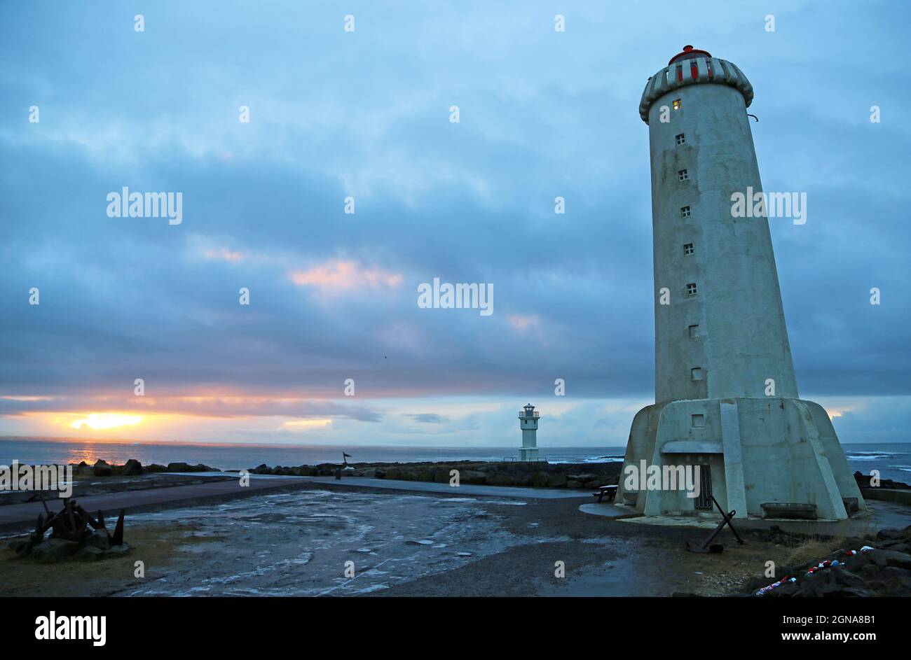 Akranes lighthouses - Iceland Stock Photo - Alamy