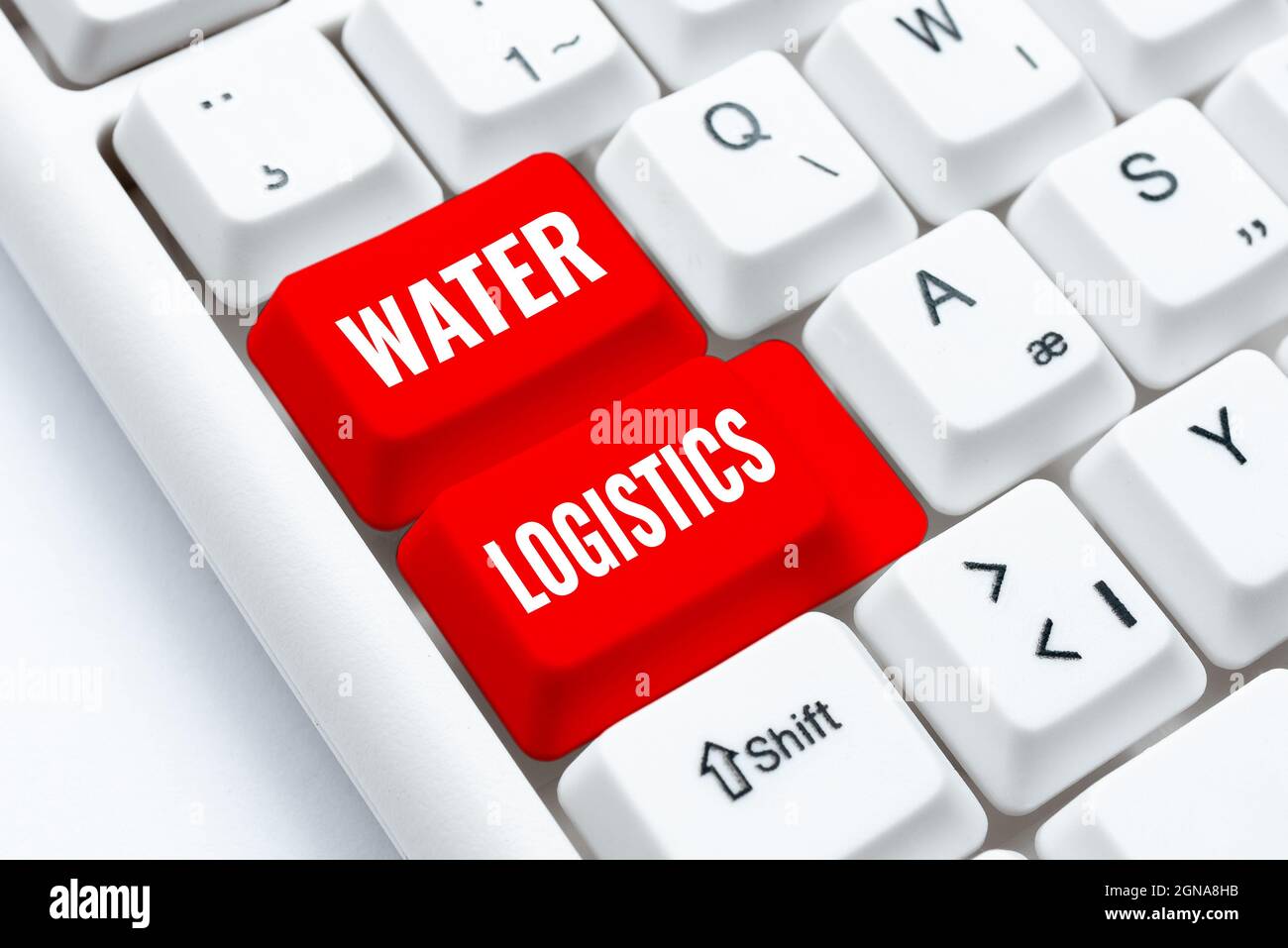 Sign displaying Water Logistics. Word Written on the management of the ...