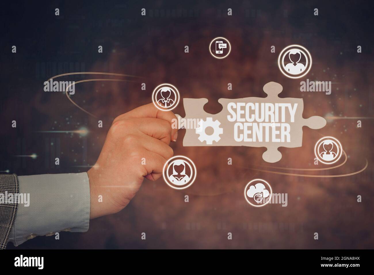 Conceptual caption Security Center. Word Written on centralized unit ...