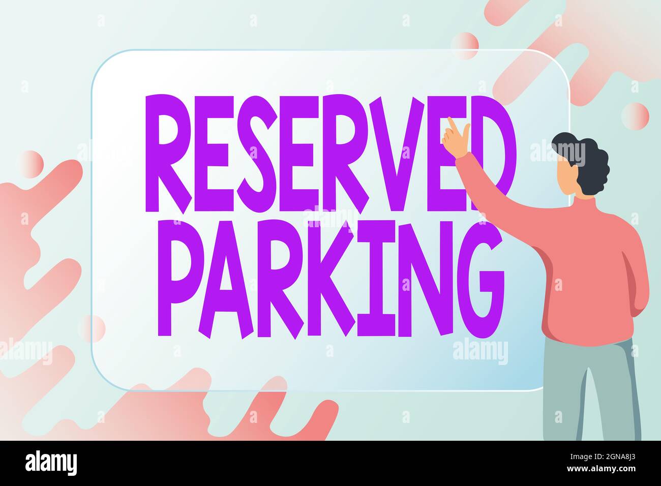 Text sign showing Reserved Parking. Word Written on parking spaces that ...