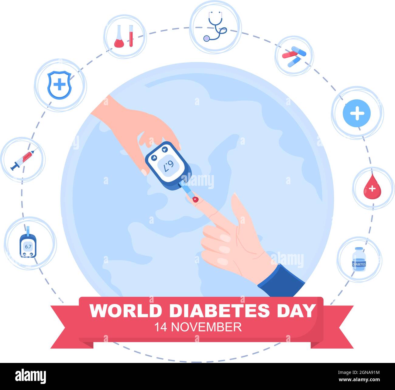 Diabetes Testing with Blood Glucose Meter, Exam Results, Tubes, Syringe ...
