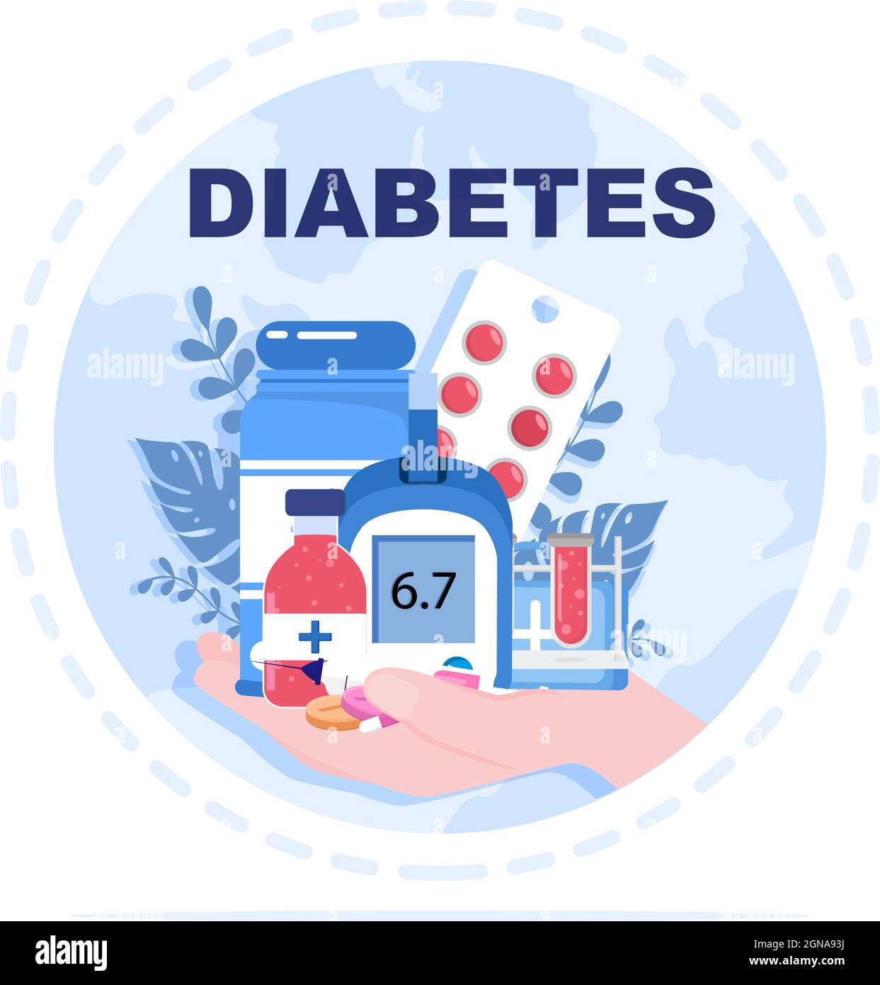 Diabetes Testing with Blood Glucose Meter, Exam Results, Tubes, Syringe ...