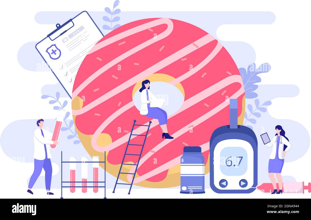 Diabetes Testing with Blood Glucose Meter, Exam Results, Tubes, Syringe ...