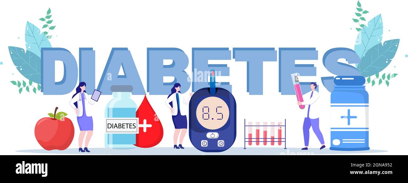 Diabetes Testing with Blood Glucose Meter, Exam Results, Tubes, Syringe ...