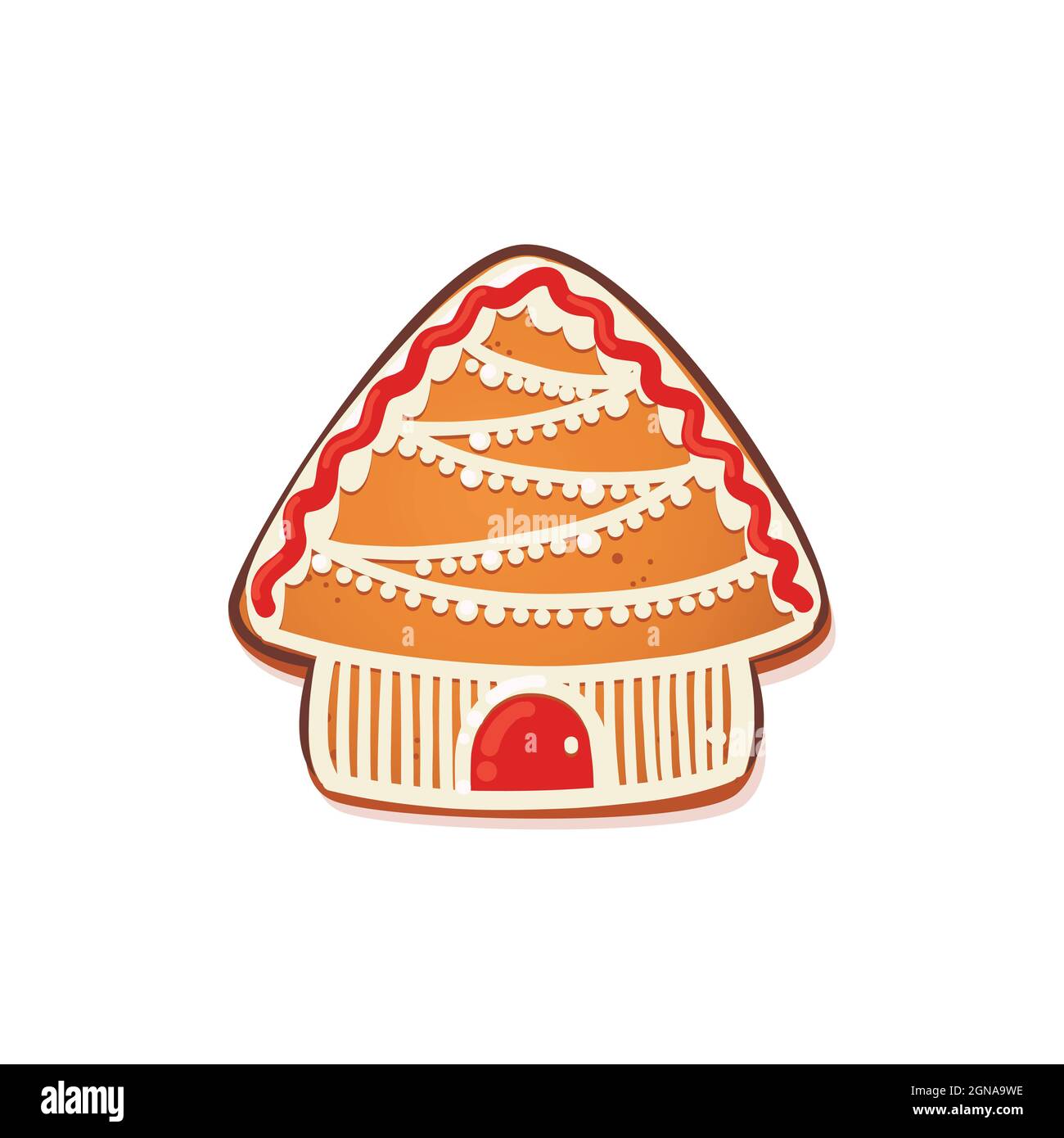 Gingerbread House. Cute Christmas Traditional Cookie with white icing ...