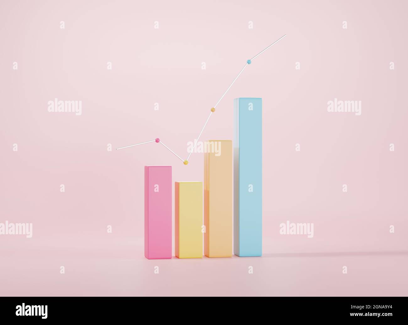 Bar chart graph growth diagram Infographics elements on pink background ...
