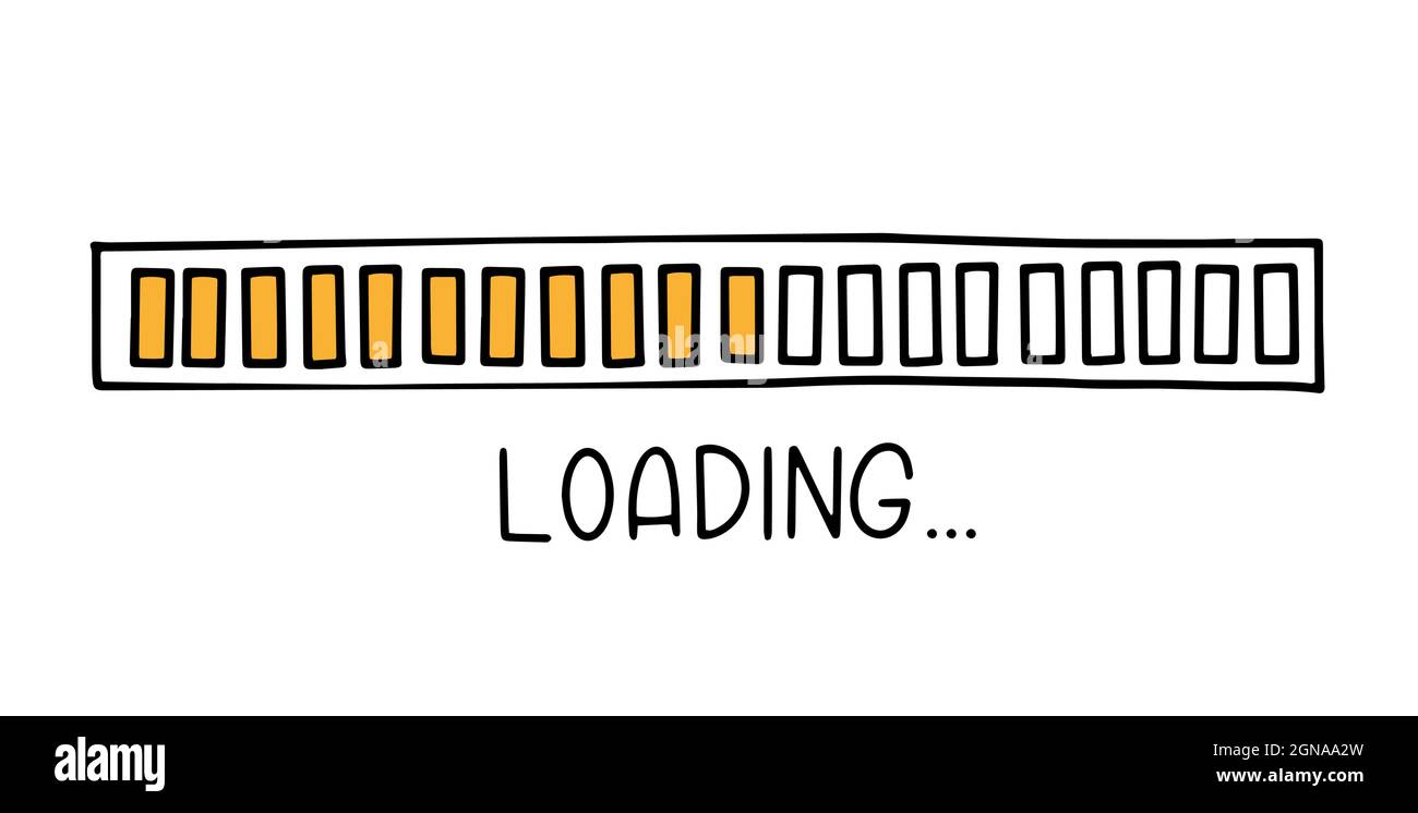 Progress bar in doodle sketch style. Loading icon image. Hand drawn ...