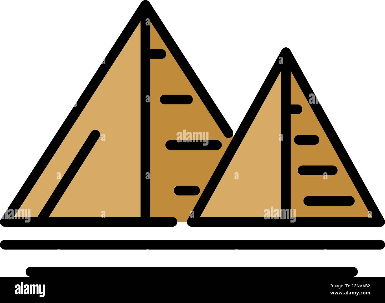 Two egyptian pyramids icon. Outline two egyptian pyramids vector icon ...