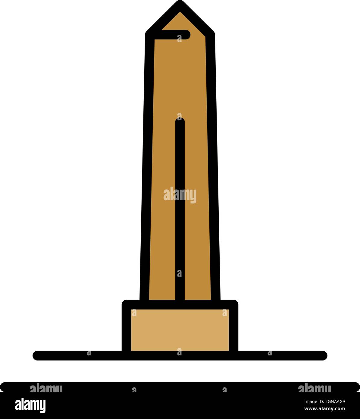 Egyptian obelisk icon. Outline egyptian obelisk vector icon color flat ...