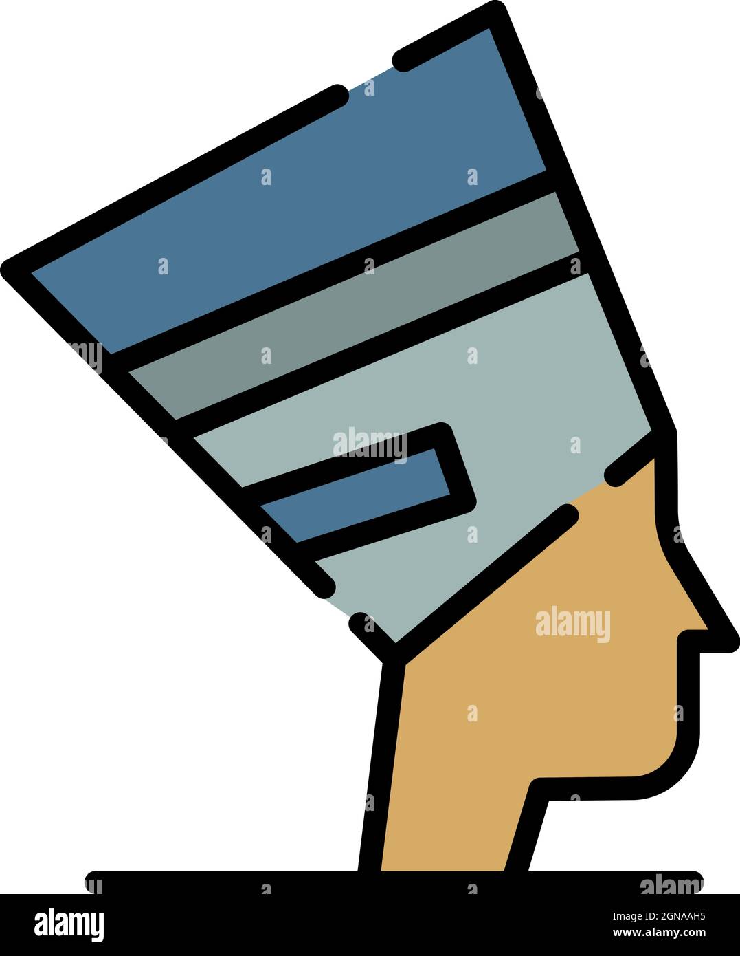 Cleopatra icon. Outline cleopatra vector icon color flat isolated Stock ...