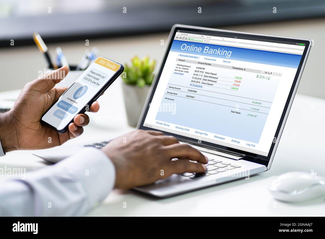 Online Bank Ecommerce Money Transfer 2 Factor Authentication Stock ...