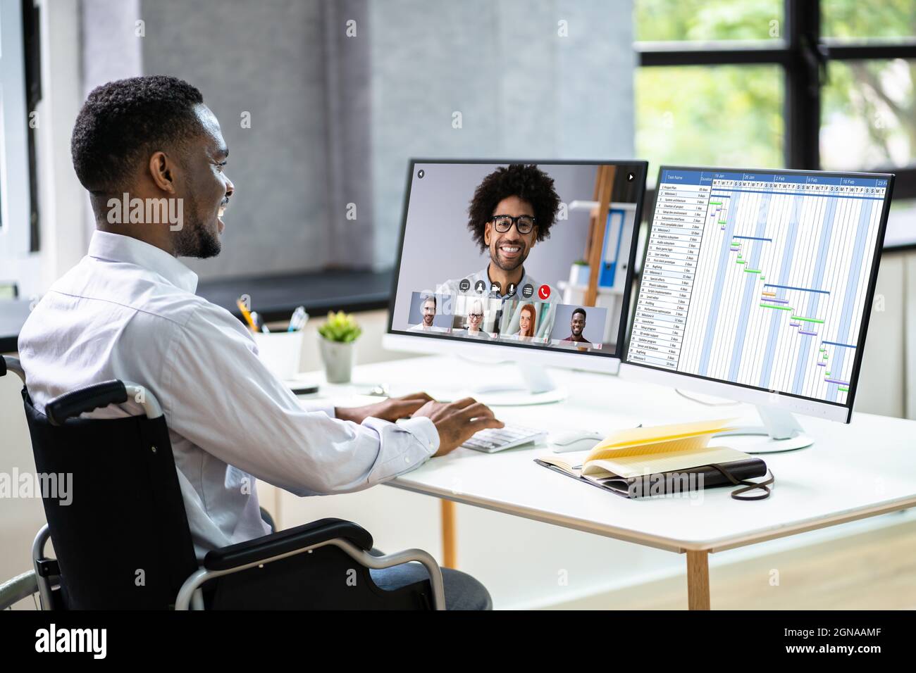Work Agenda Calendar On Computer In Virtual Video Conference Stock ...