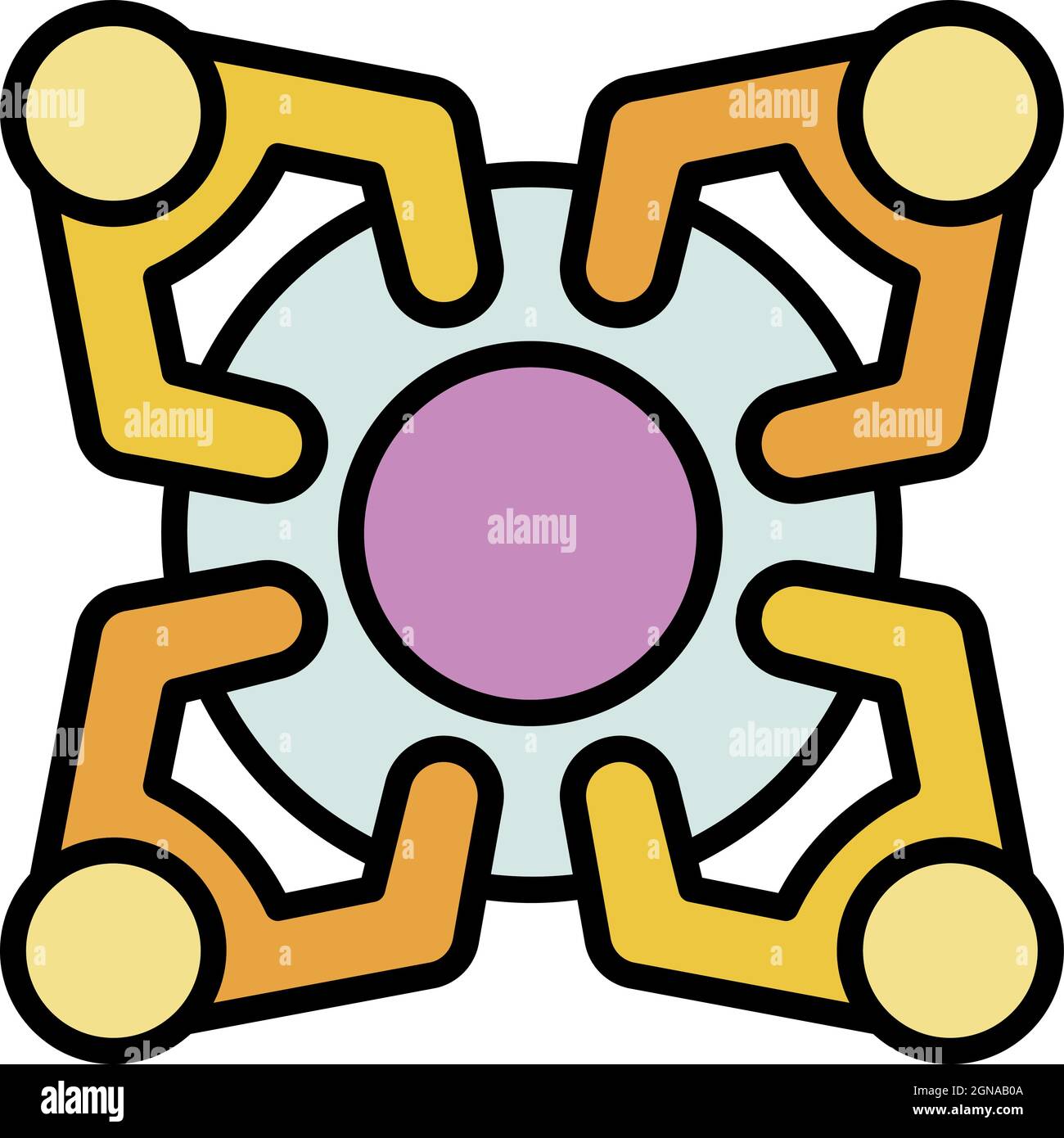 People at the round table icon. Outline people at the round table ...