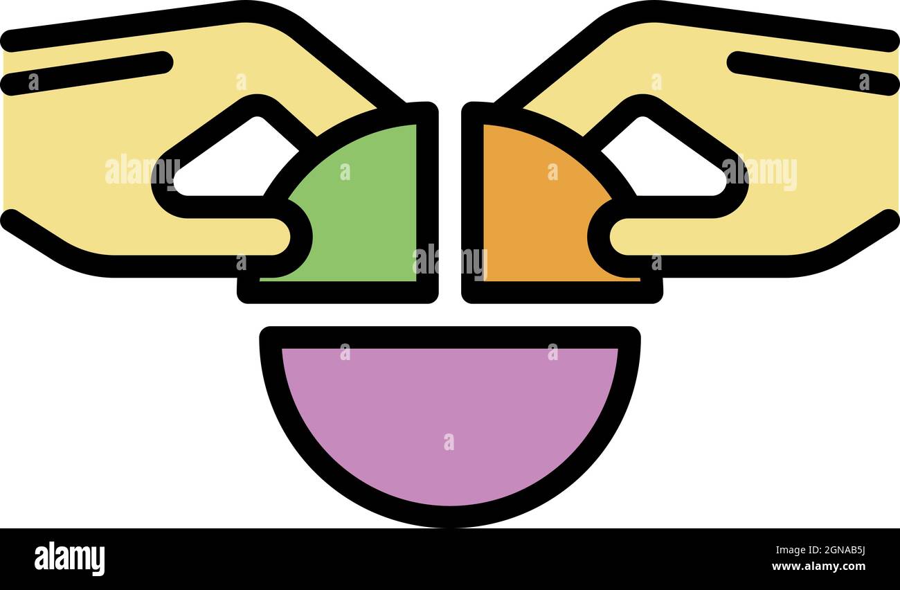 Budget sharing icon. Outline budget sharing vector icon color flat ...