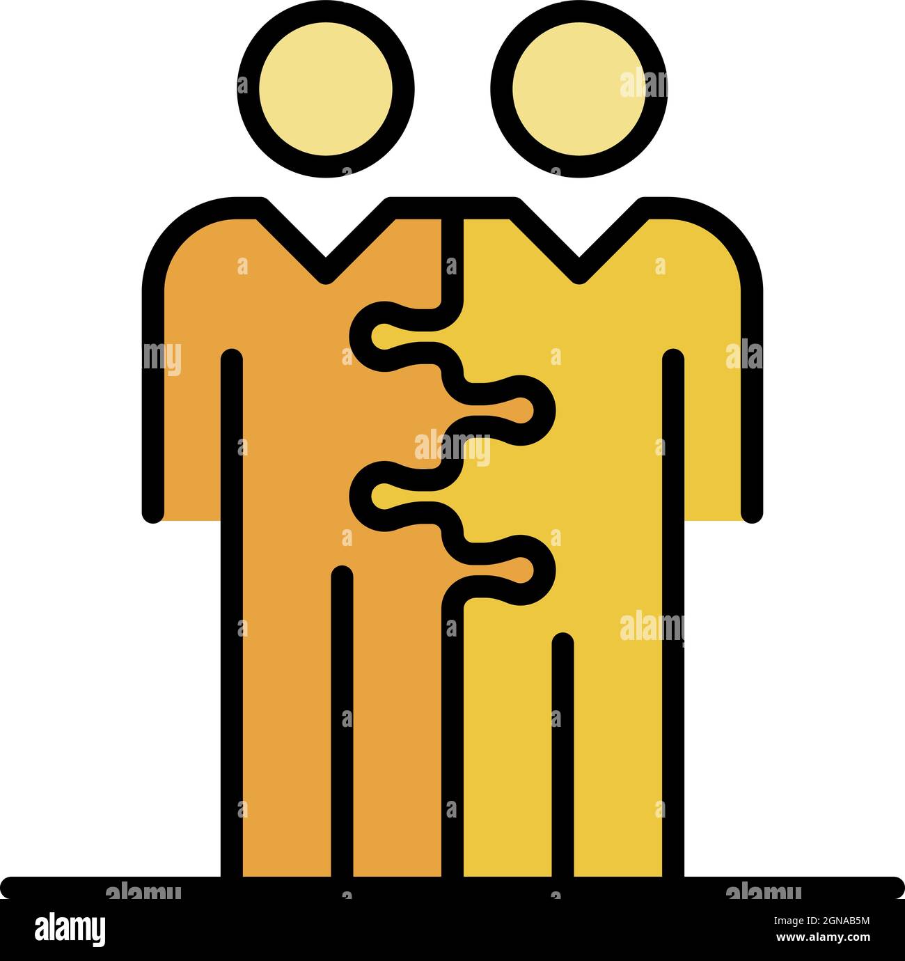 Two human figures in one icon. Outline two human figures in one vector ...